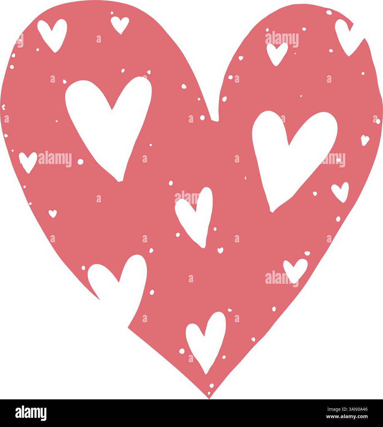 Pink heart illustration filled with smaller white hearts, set on a ...