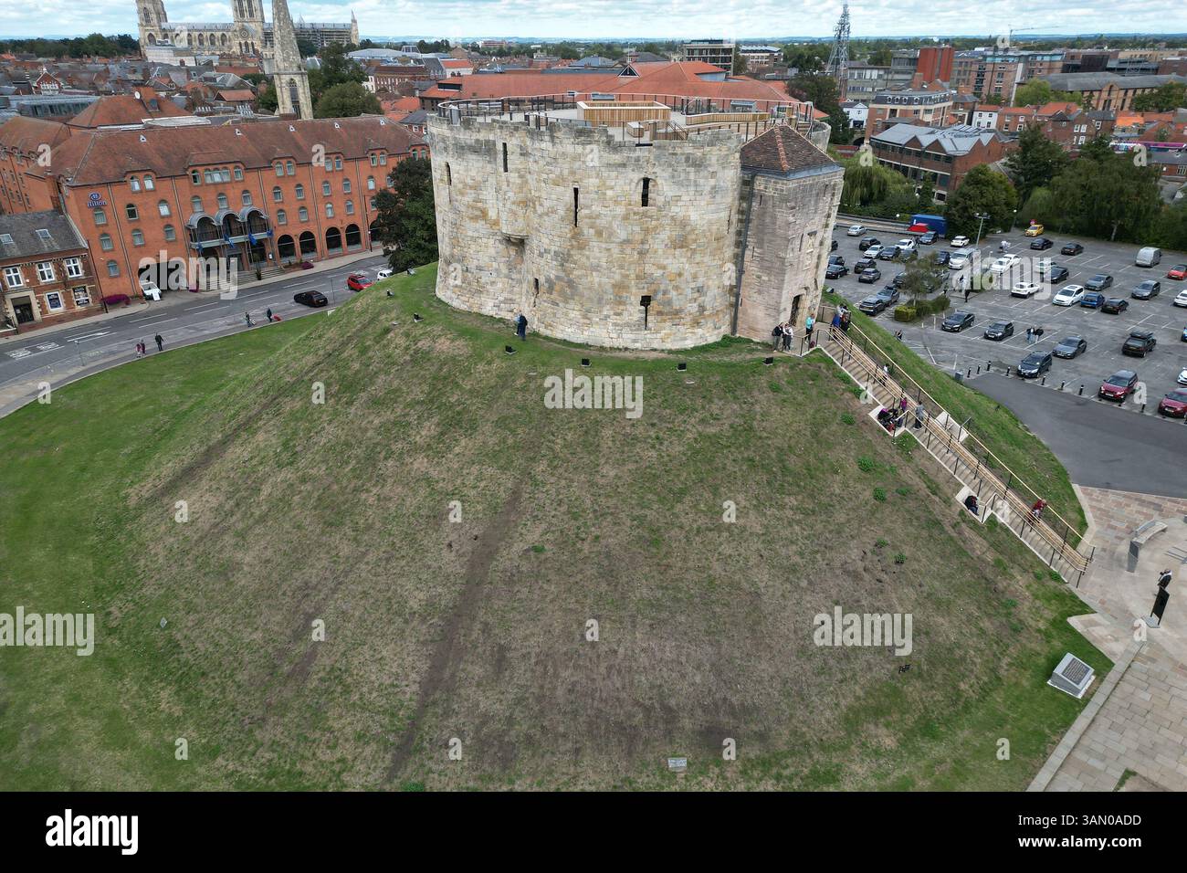 Aerial view of Clifford's Tower. York Keep. medieval defence ...