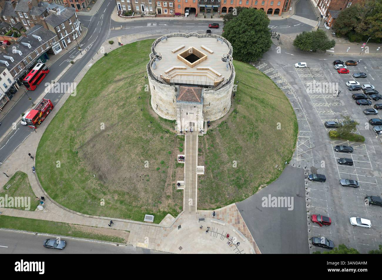 Aerial view of Clifford's Tower. York Keep. medieval defence ...
