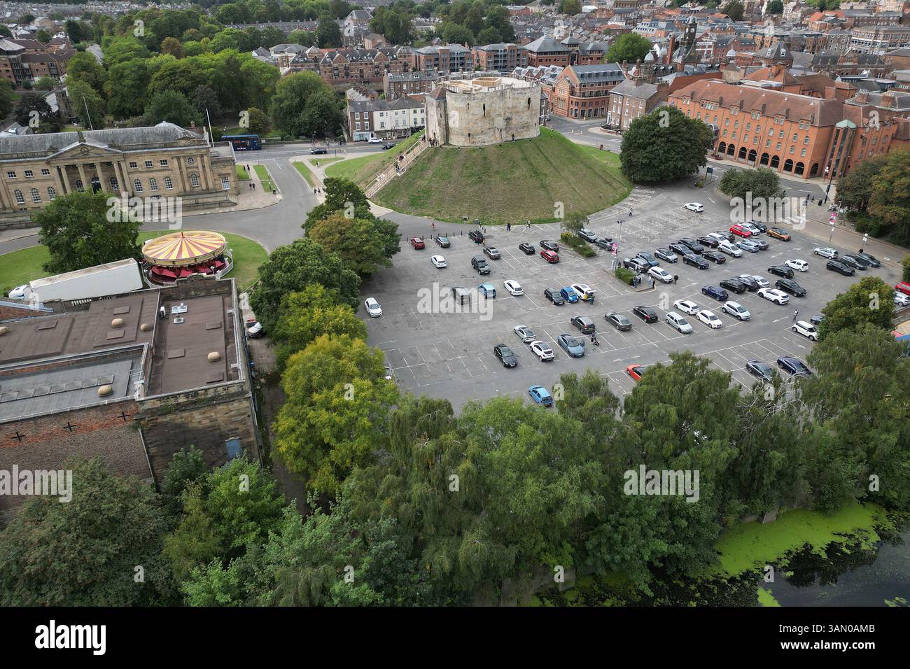 Aerial view of Clifford's Tower. York Keep. medieval defence ...