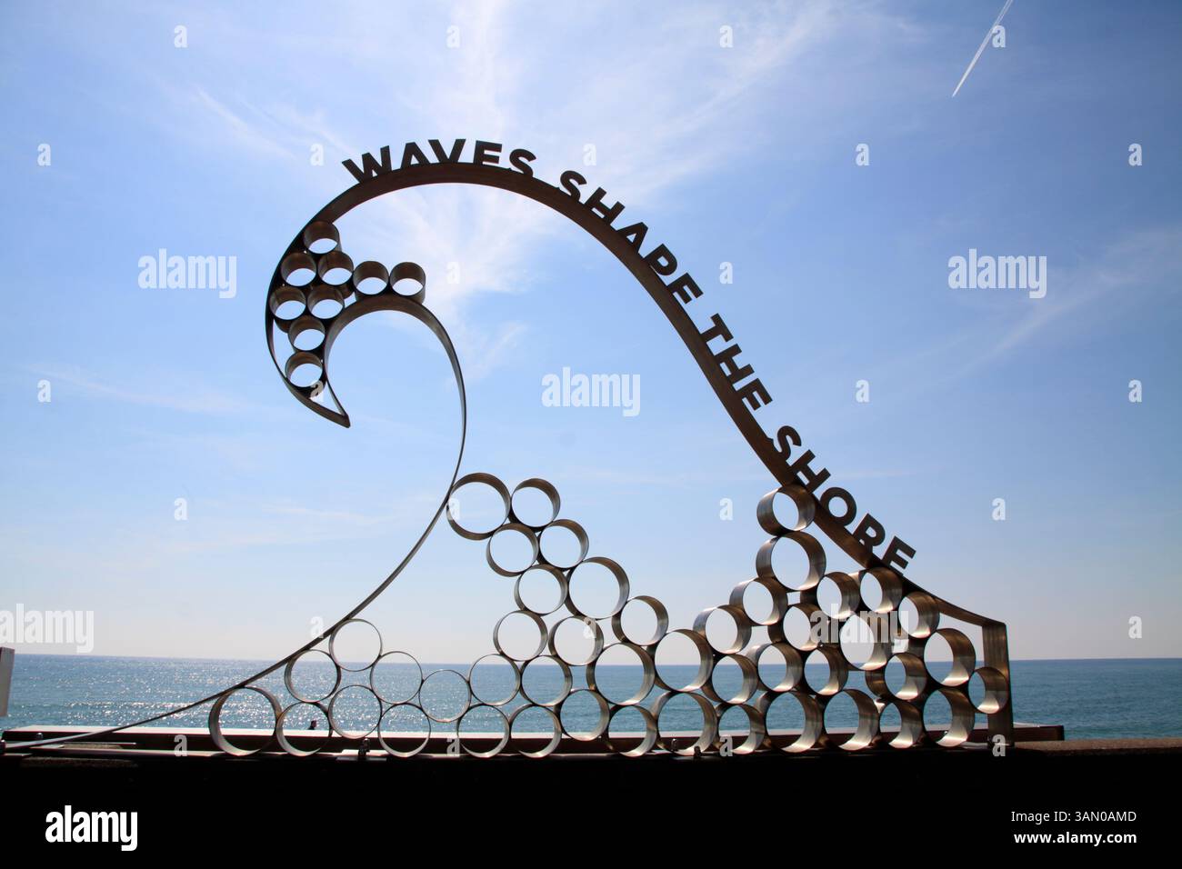 Wave Sculpture on Seafront at Seaton Devon England uk 2025 Stock Photo ...