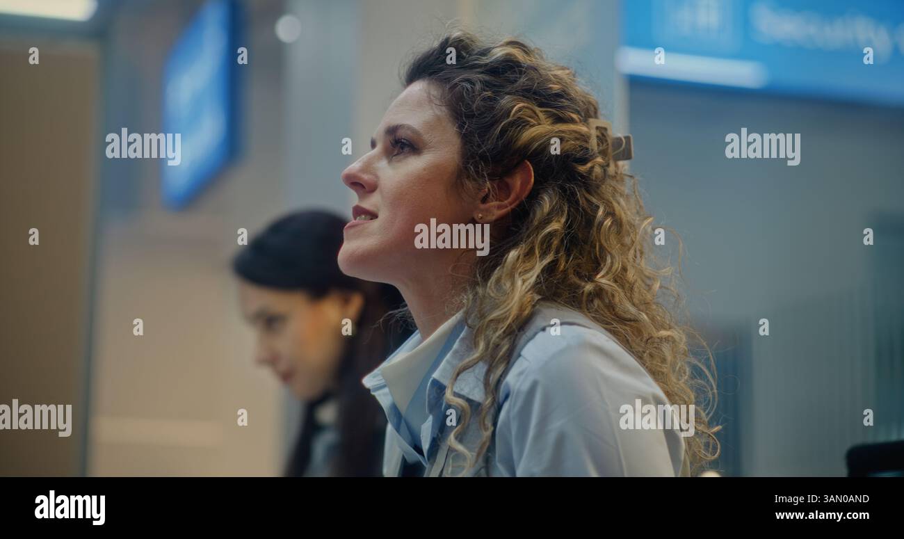 Airport Counter: Close Up of Female Airline Check-in Attendant ...