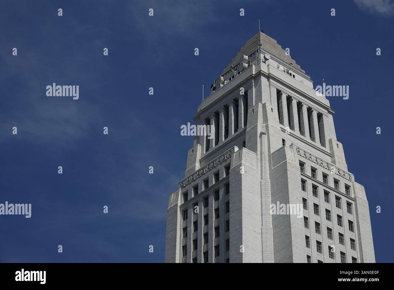 The Los Angeles City Hall building is shown in a horizontal view during ...