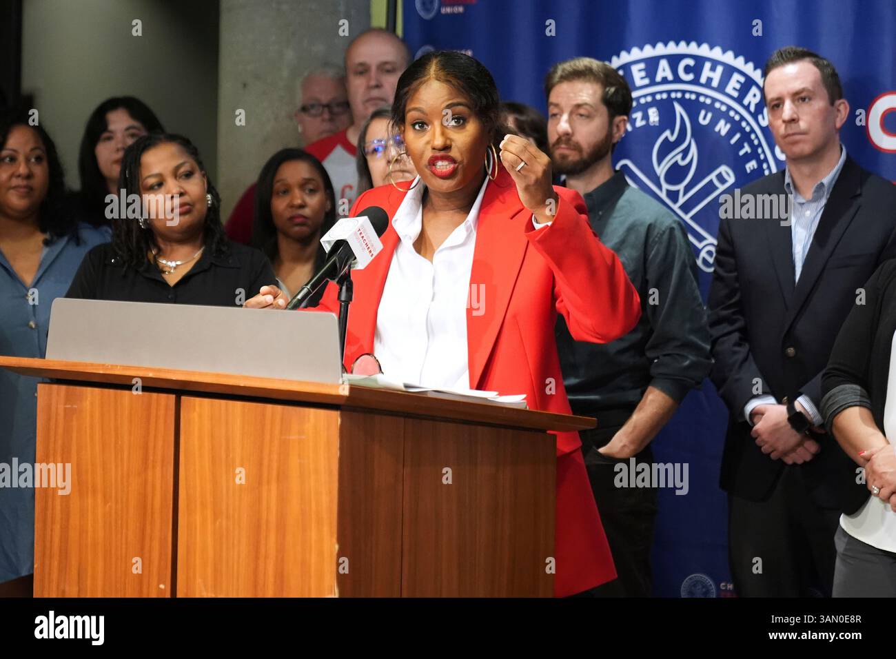 The Chicago Teachers Union (CTU) President Stacy Davis Gates speaks ...