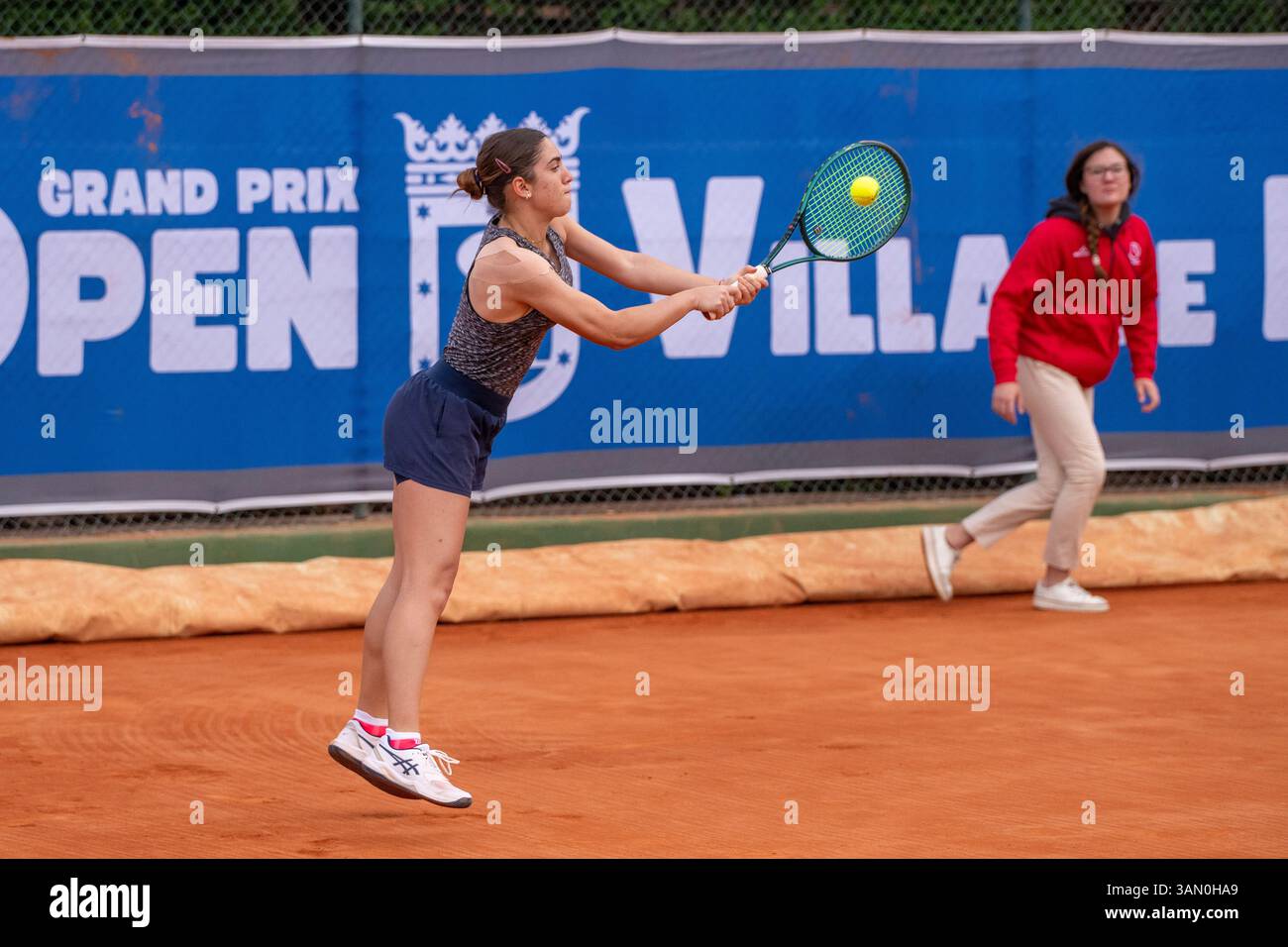 April 14, 2025, Madrid, Madrid, Spain: CELINE MOSTEANU playing match of the X ITF W100 Villa de ...