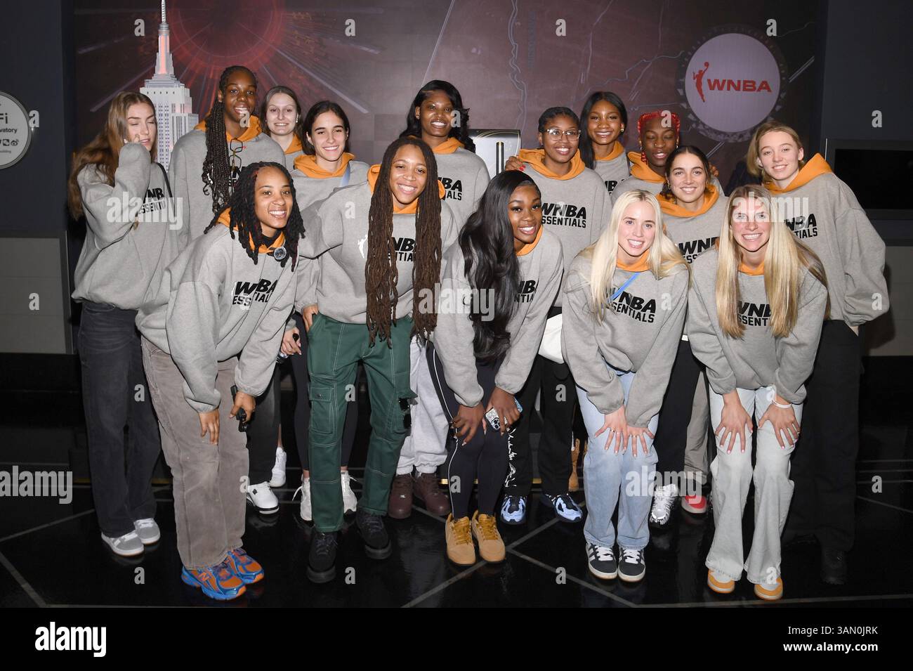 New York, USA. 14th Apr, 2025. (L-R) WNBA draftees Serena Sundell ...