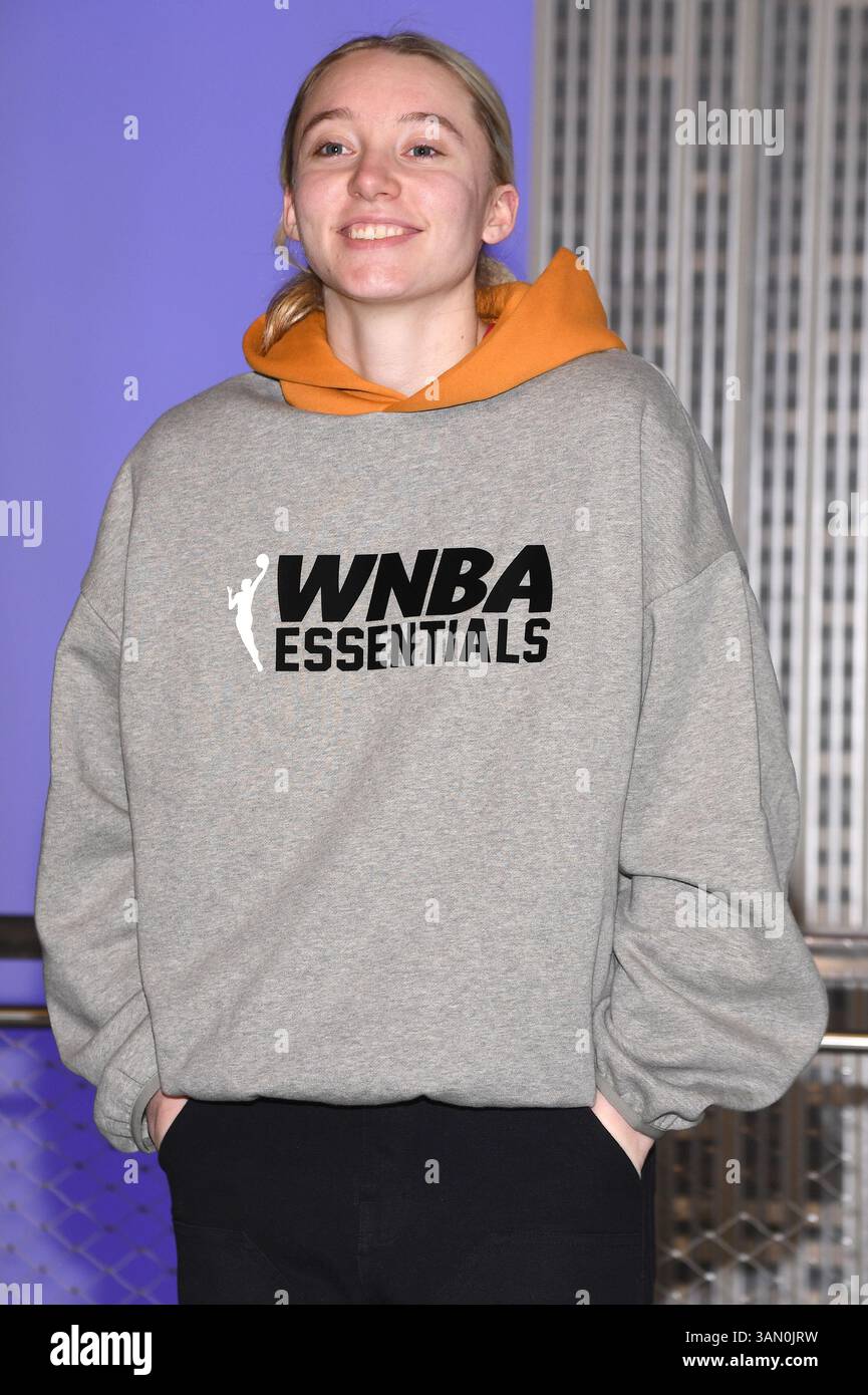 New York, USA. 14th Apr, 2025. WNBA draftee Paige Bueckers attends the ...