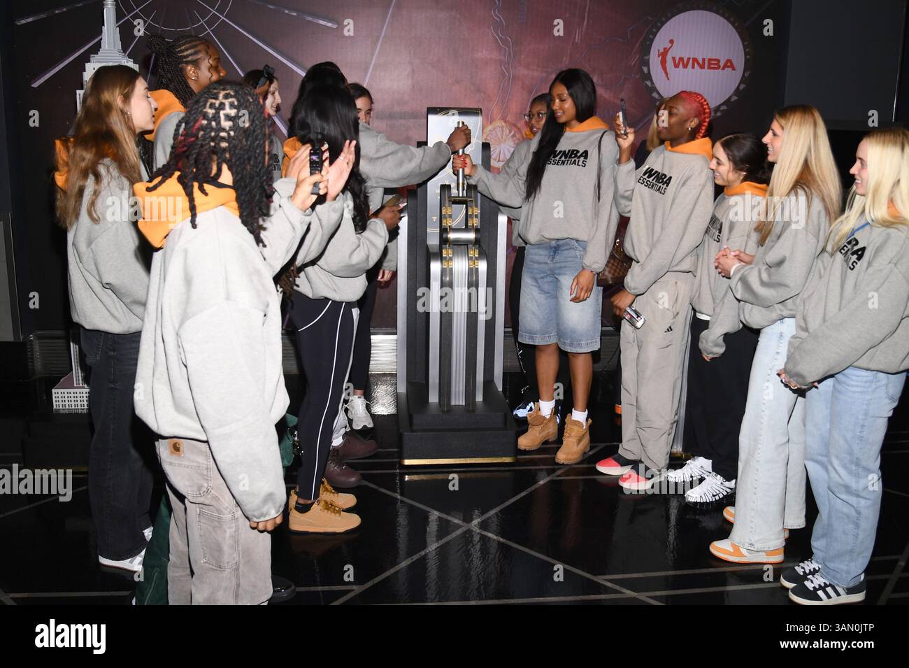 New York, USA. 14th Apr, 2025. (L-R) WNBA draftees Serena Sundell ...