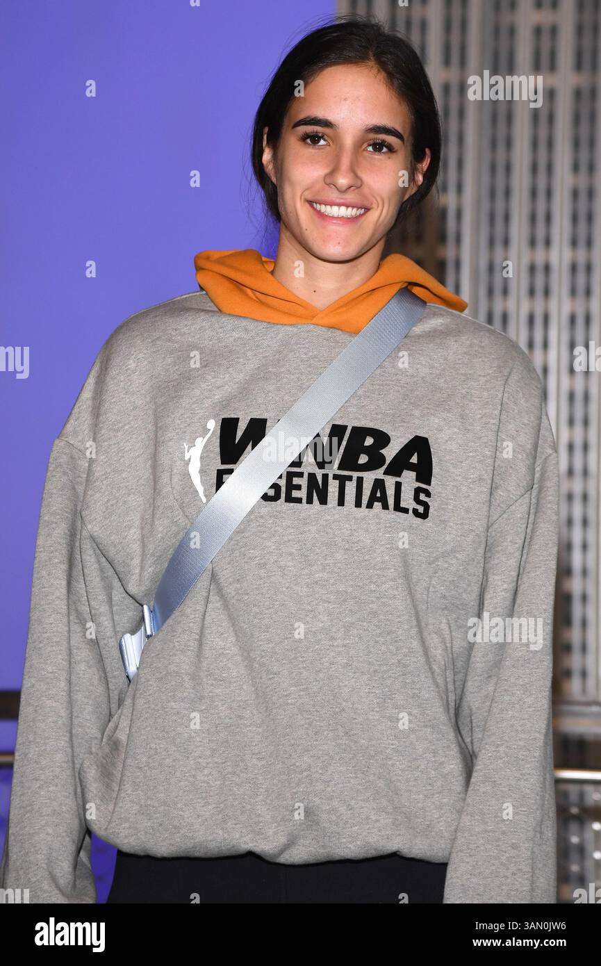 New York, USA. 14th Apr, 2025. WNBA draftee Sonia Citron attends the ...