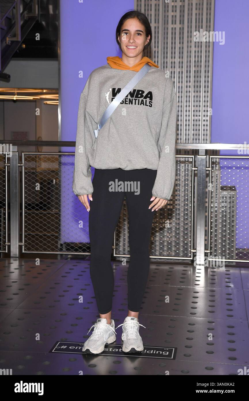 WNBA draftee Sonia Citron attends the lighting ceremony at the Empire ...