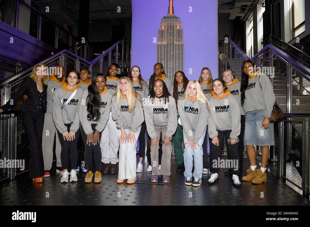New York, USA. 14th Apr, 2025. (L-R) Cathy Engelbert, Saniya Rivers ...