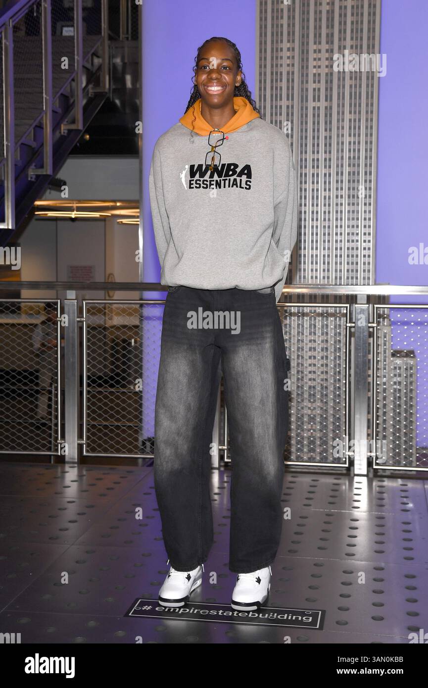 New York, USA. 14th Apr, 2025. WNBA draftee Dominique Malonga attends ...
