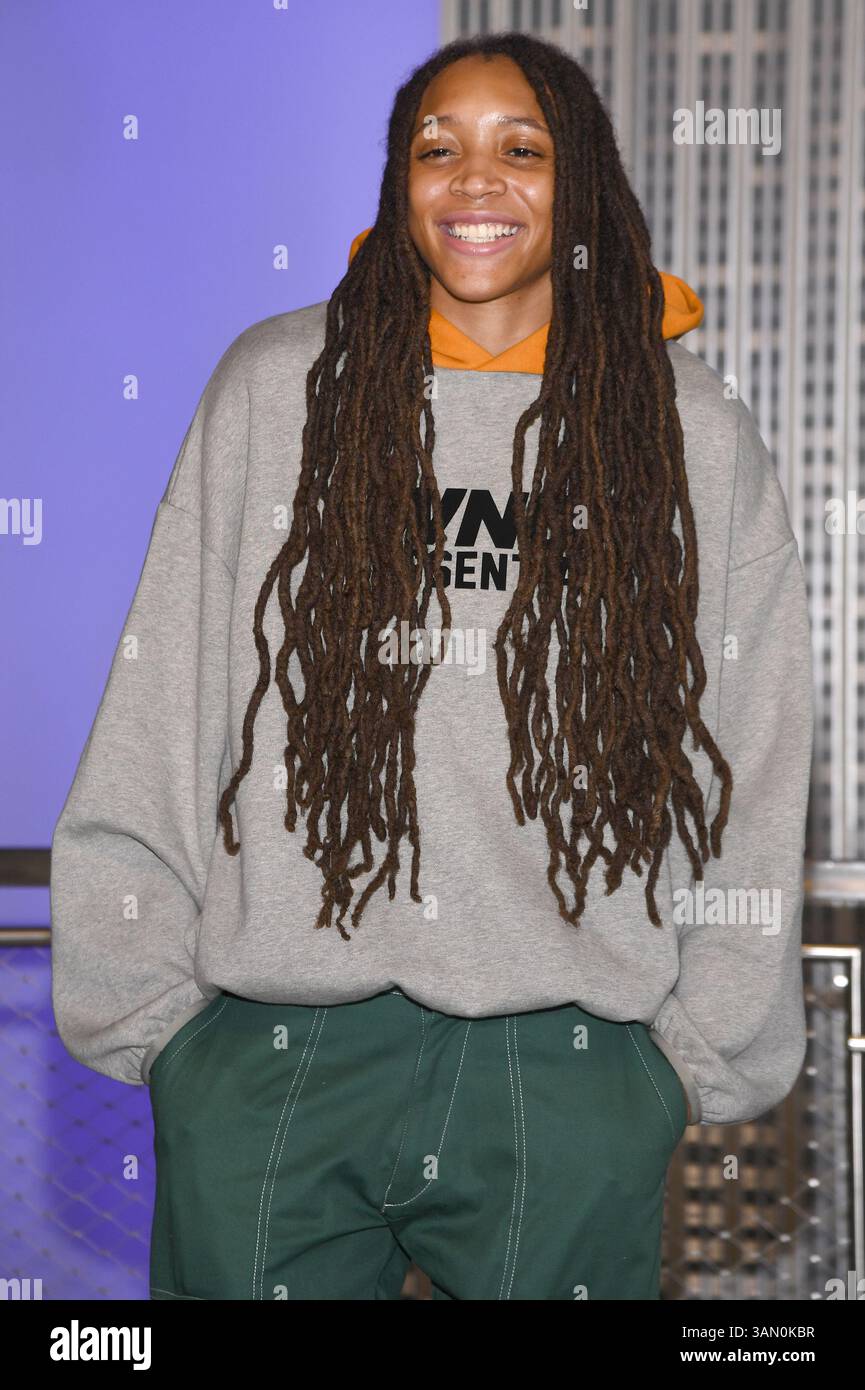 New York, USA. 14th Apr, 2025. WNBA draftee Madison Scott attends the ...