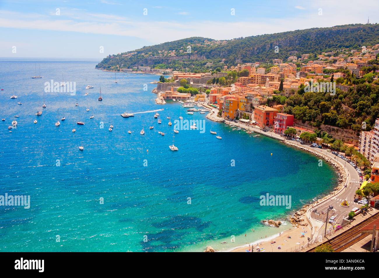Panoramic view of Villefranche sur Mer, French Riviera, France Stock ...