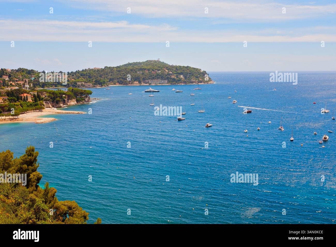Panoramic view of Villefranche sur Mer, French Riviera, France Stock ...
