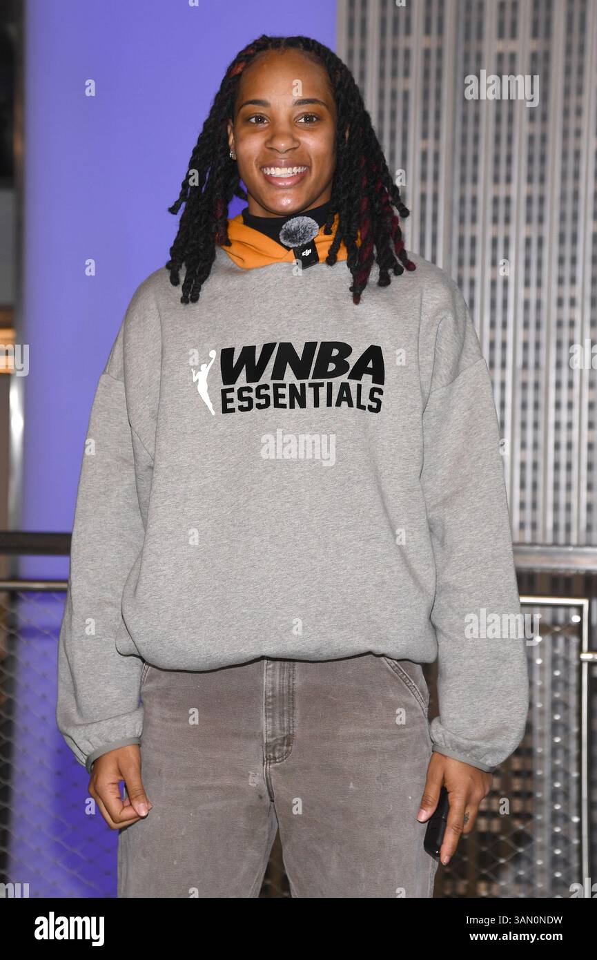WNBA draftee Aziaha James attends the lighting ceremony at the Empire ...