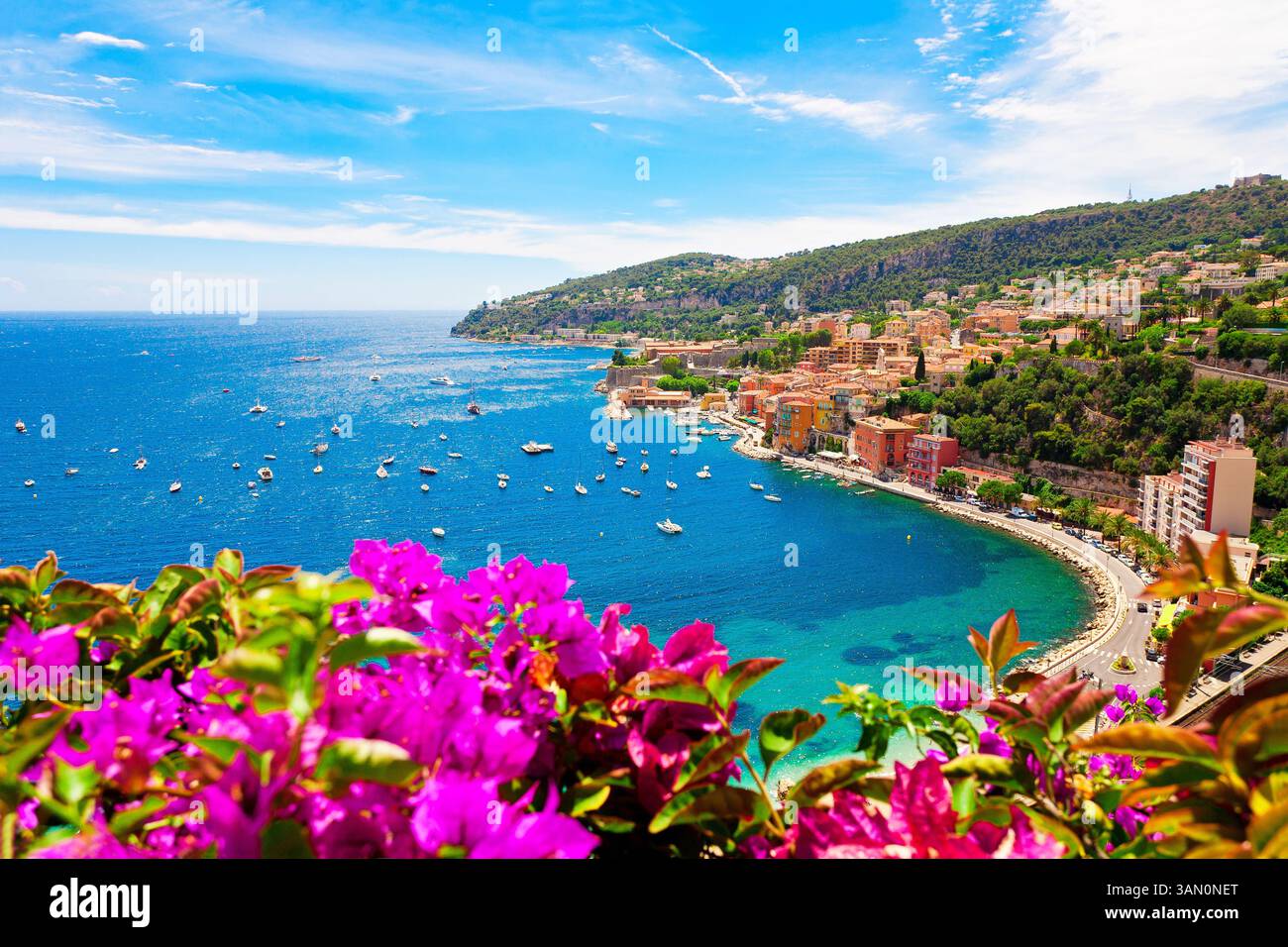 Panoramic view of Villefranche sur Mer, French Riviera, France Stock ...