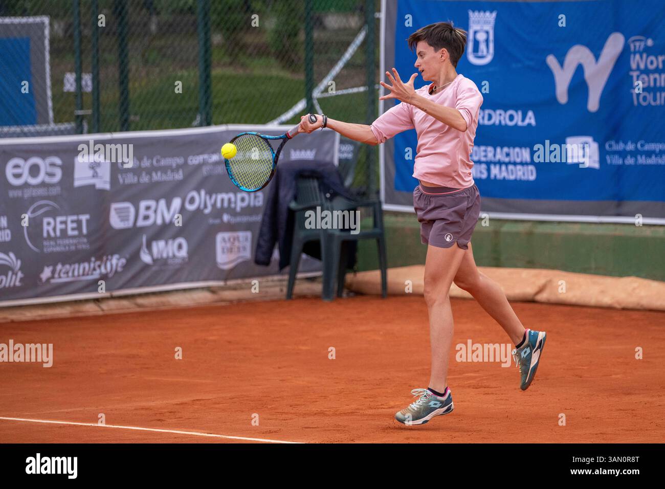 Madrid, Madrid, Spain. 14th Apr, 2025. GAIA SQUARCIALUPI playing match of the X ITF W100 Villa ...