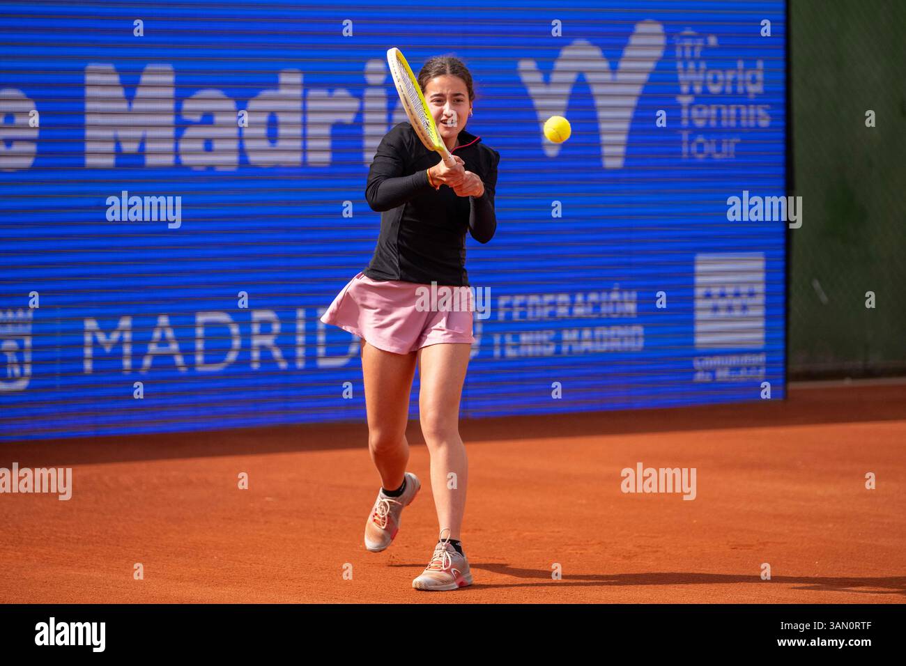 Madrid, Madrid, Spain. 14th Apr, 2025. MARIA JIMENEZ PEREZ (ESP) playing match of the X ITF W100 ...