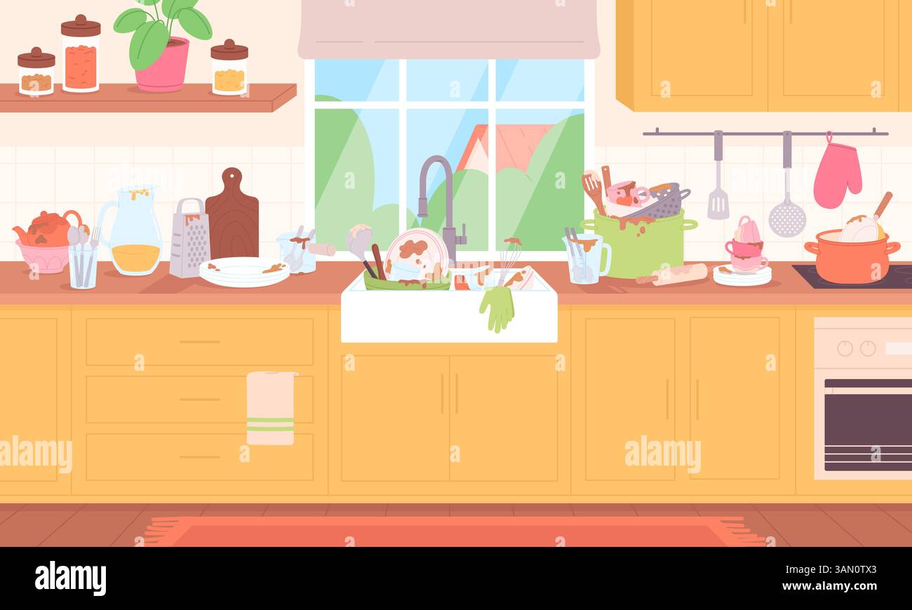 Stained dirty unhygienic kitchen Stock Vector Images - Alamy