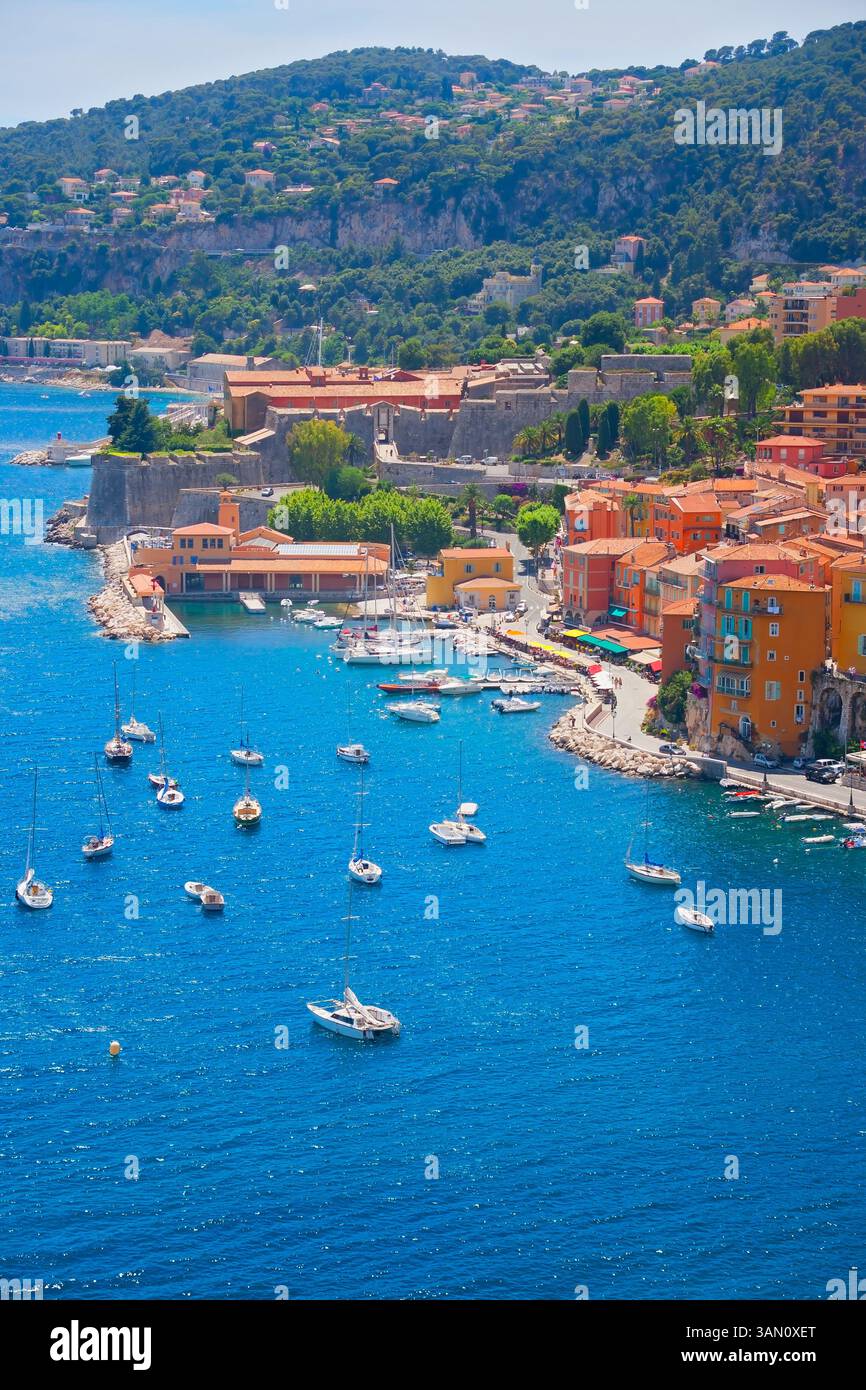 Panoramic view of Villefranche sur Mer, French Riviera, France Stock ...