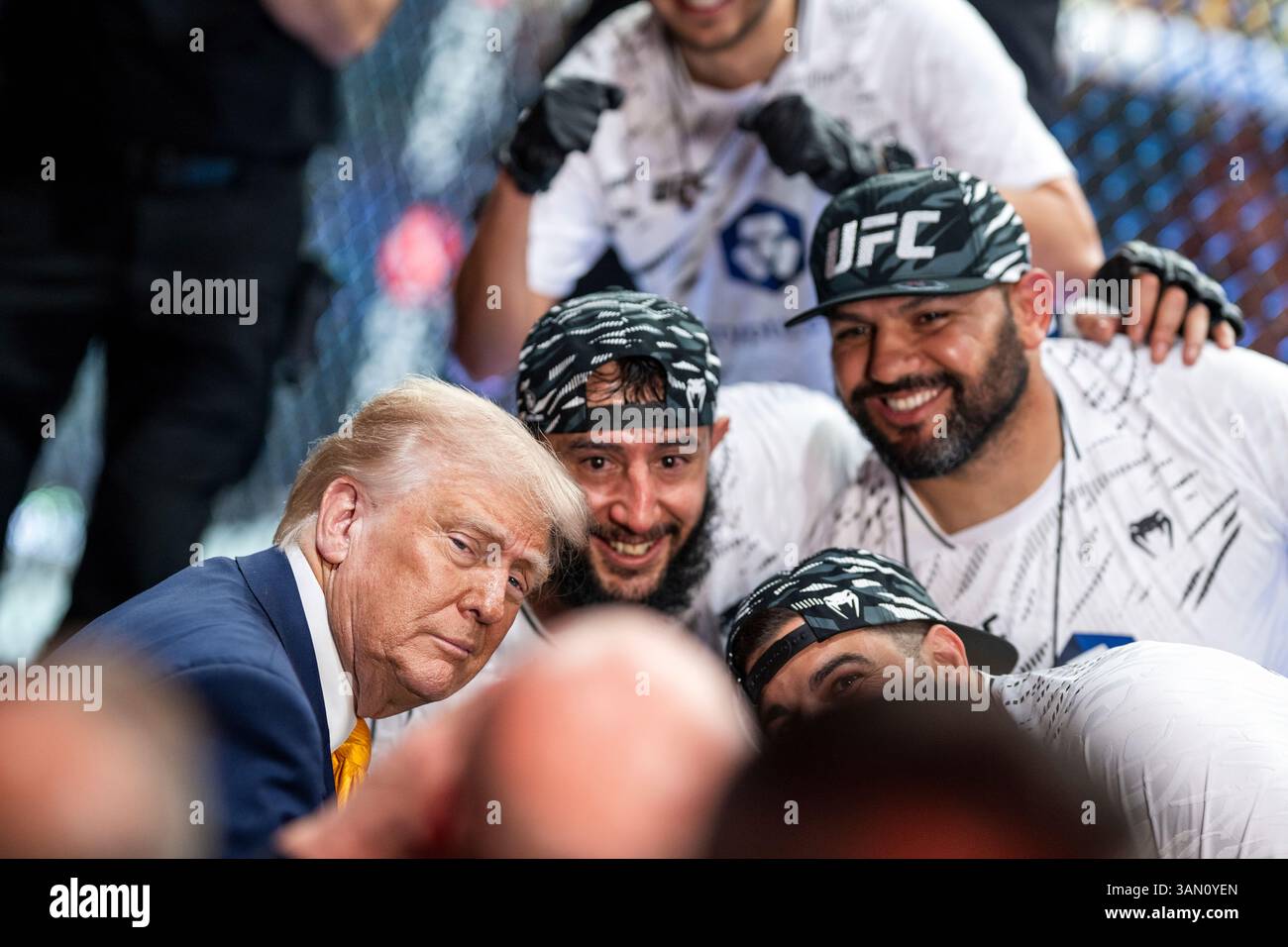 President Donald Trump attends UFC 314 at the Kaseya Center in Miami ...