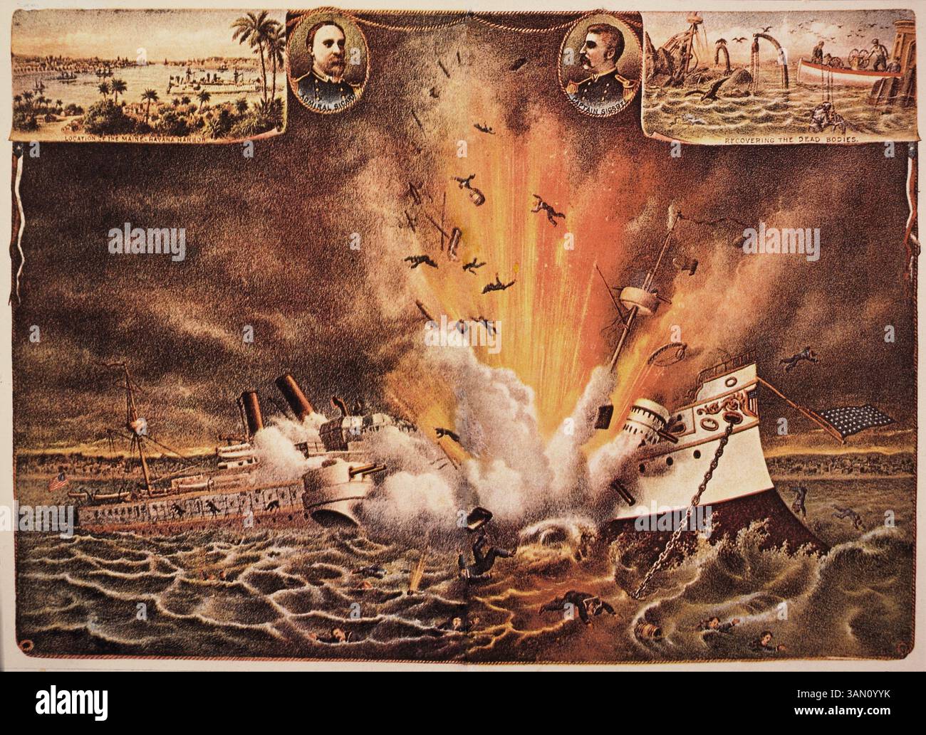 June 1, 1900 - Destruction of Battleship Maine in Havana Harbor ...