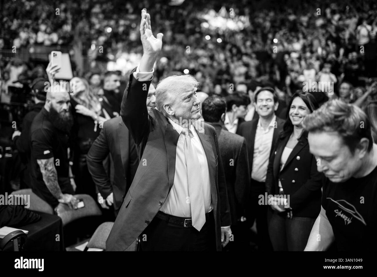 President Donald Trump attends UFC 314 at the Kaseya Center in Miami ...