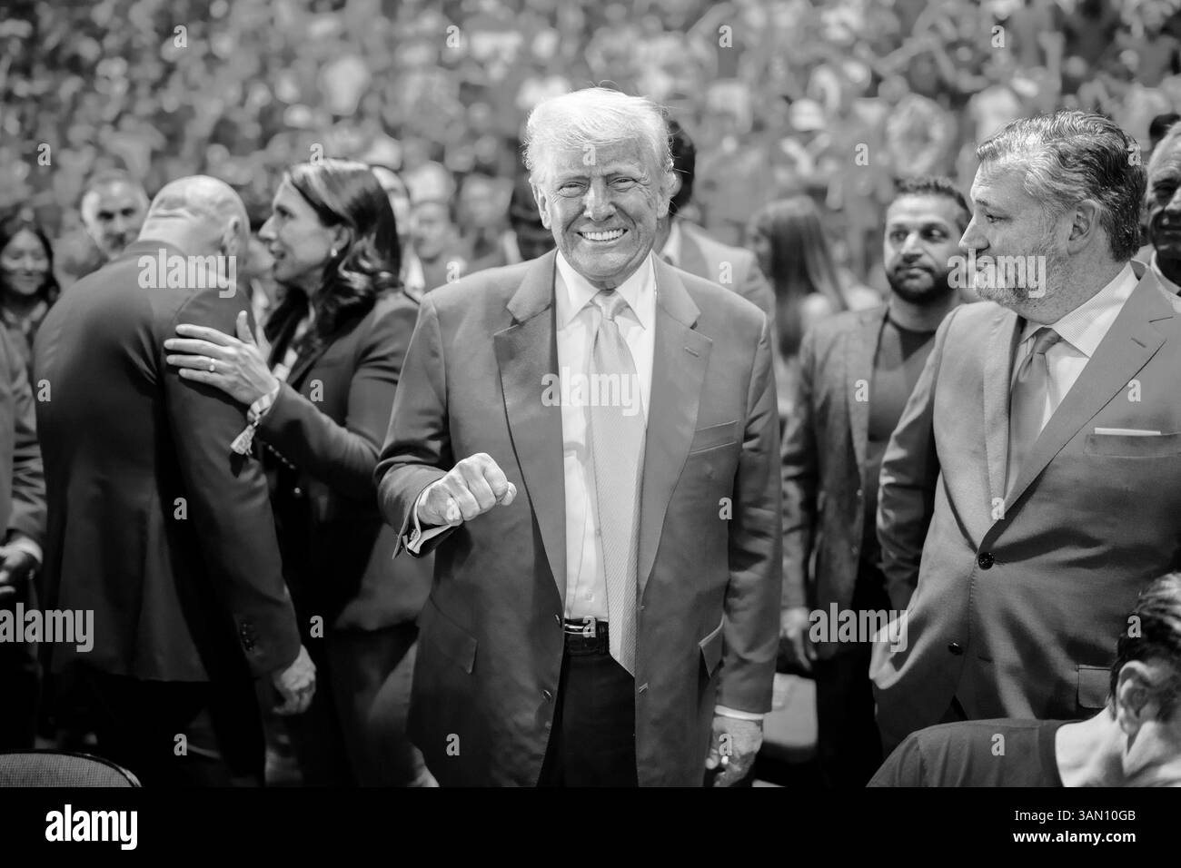 President Donald Trump attends UFC 314 at the Kaseya Center in Miami ...