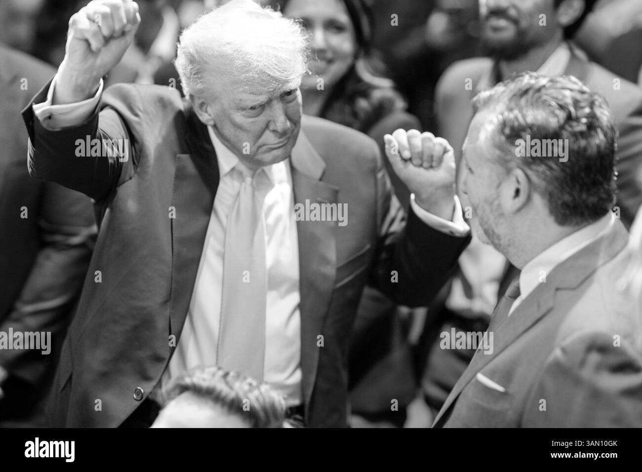 President Donald Trump attends UFC 314 at the Kaseya Center in Miami ...