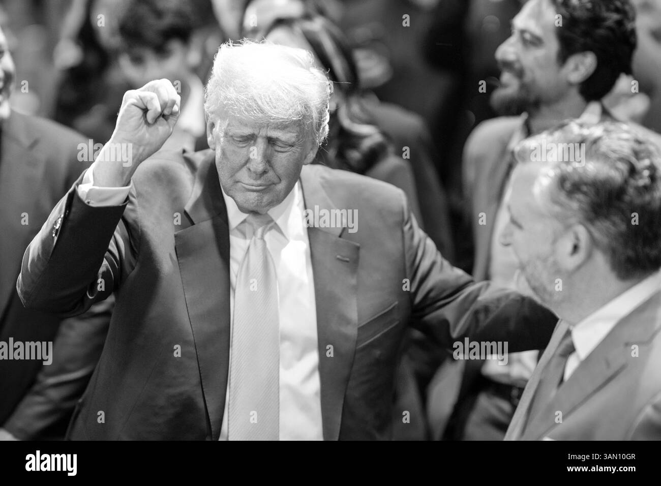 President Donald Trump attends UFC 314 at the Kaseya Center in Miami ...