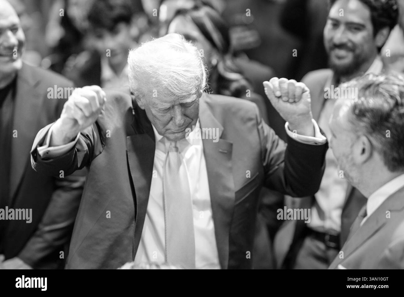 President Donald Trump attends UFC 314 at the Kaseya Center in Miami ...