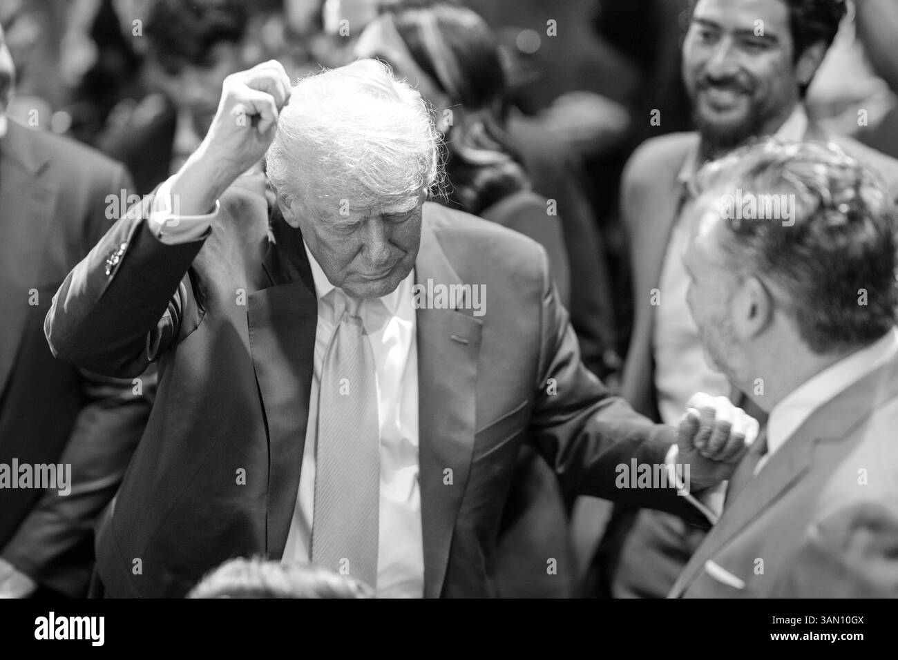 President Donald Trump attends UFC 314 at the Kaseya Center in Miami ...