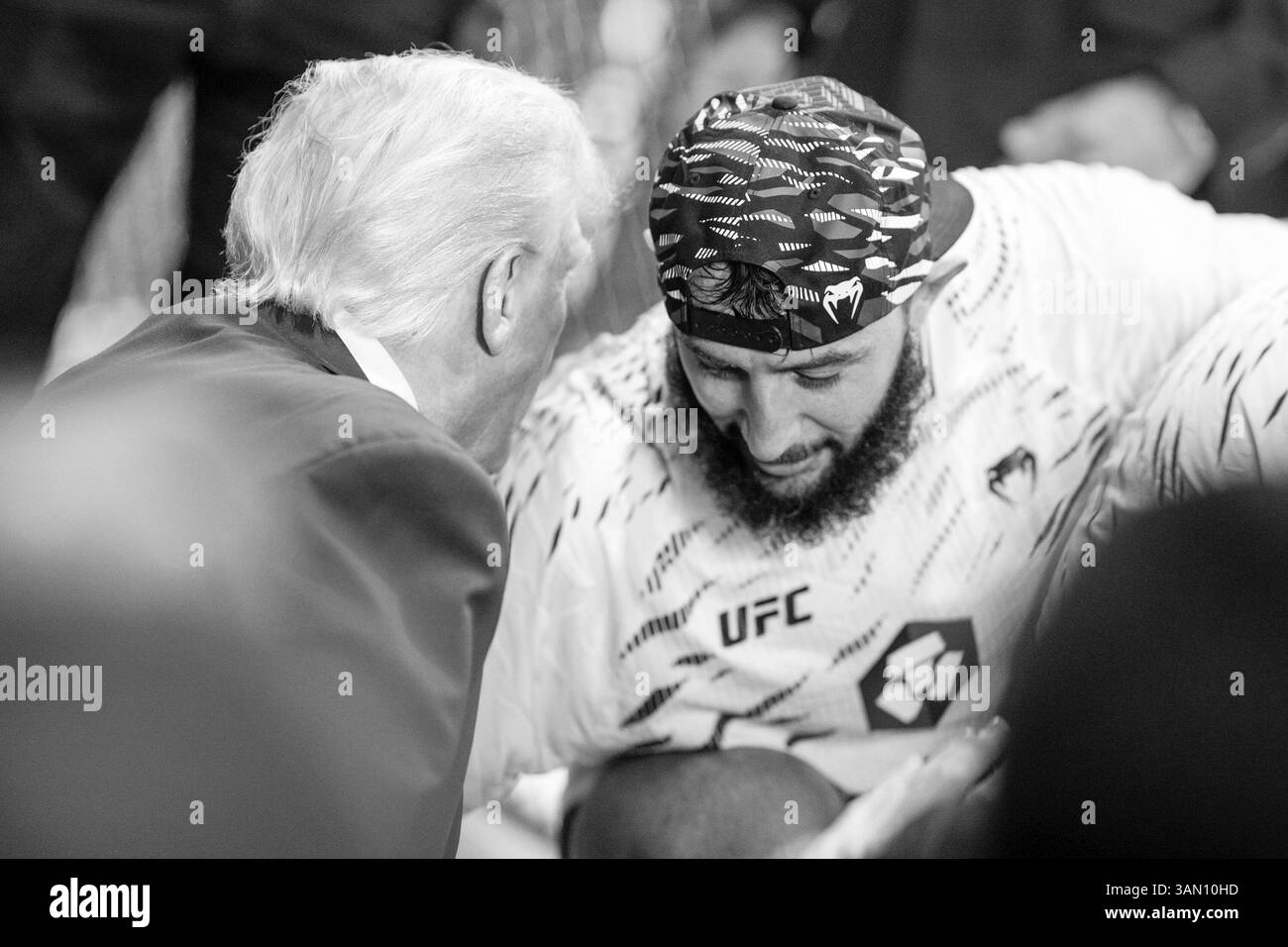 President Donald Trump attends UFC 314 at the Kaseya Center in Miami ...