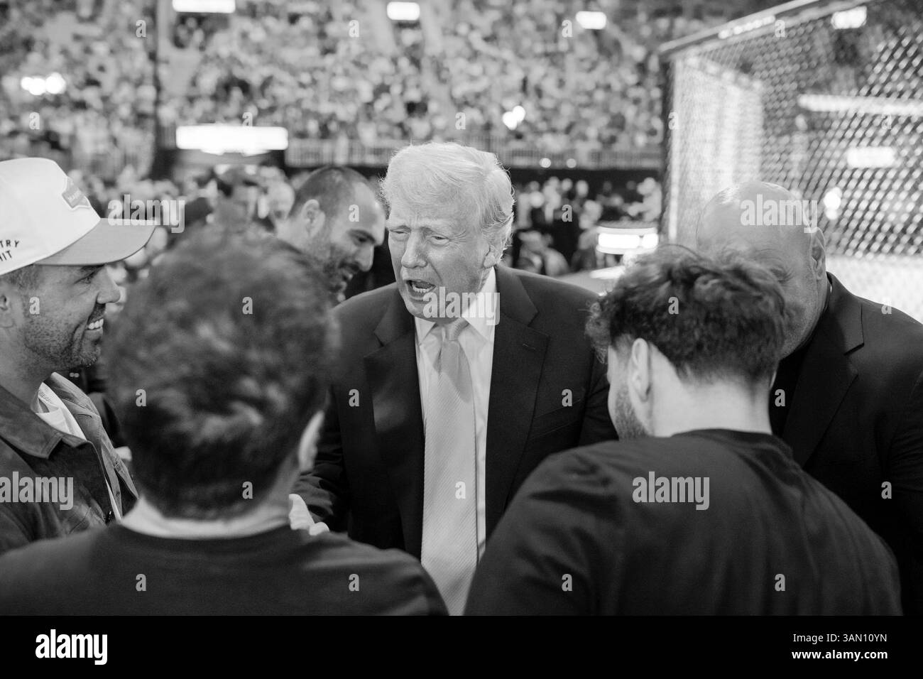 President Donald Trump attends UFC 314 at the Kaseya Center in Miami ...