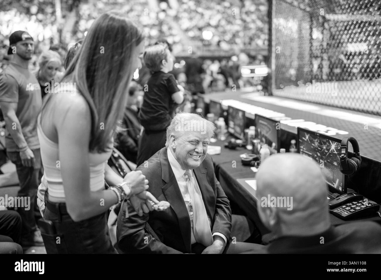 President Donald Trump attends UFC 314 at the Kaseya Center in Miami ...