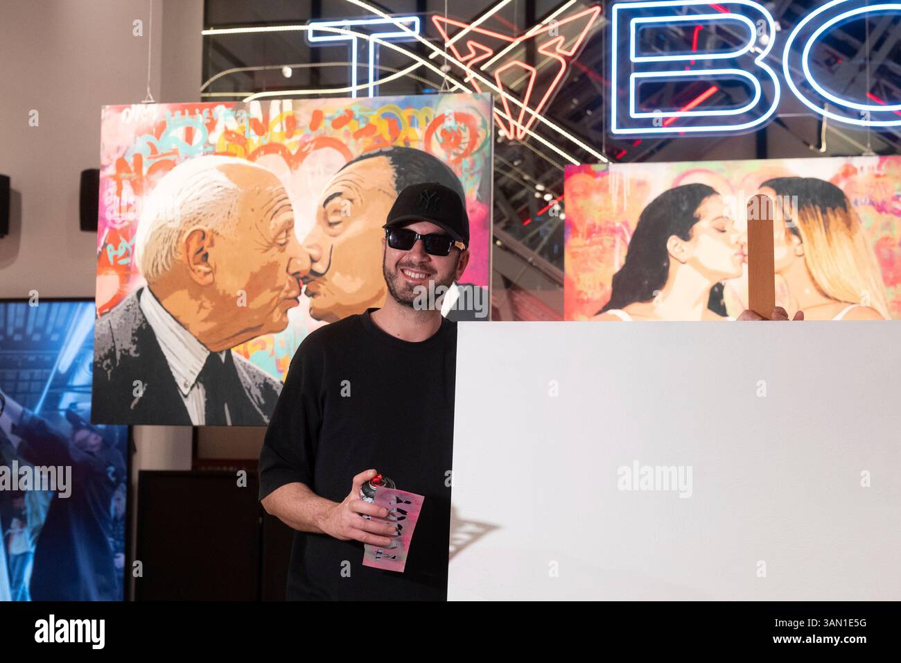 The artist TVBoy during the opening of the exhibition 'Besos Prohibidos ...