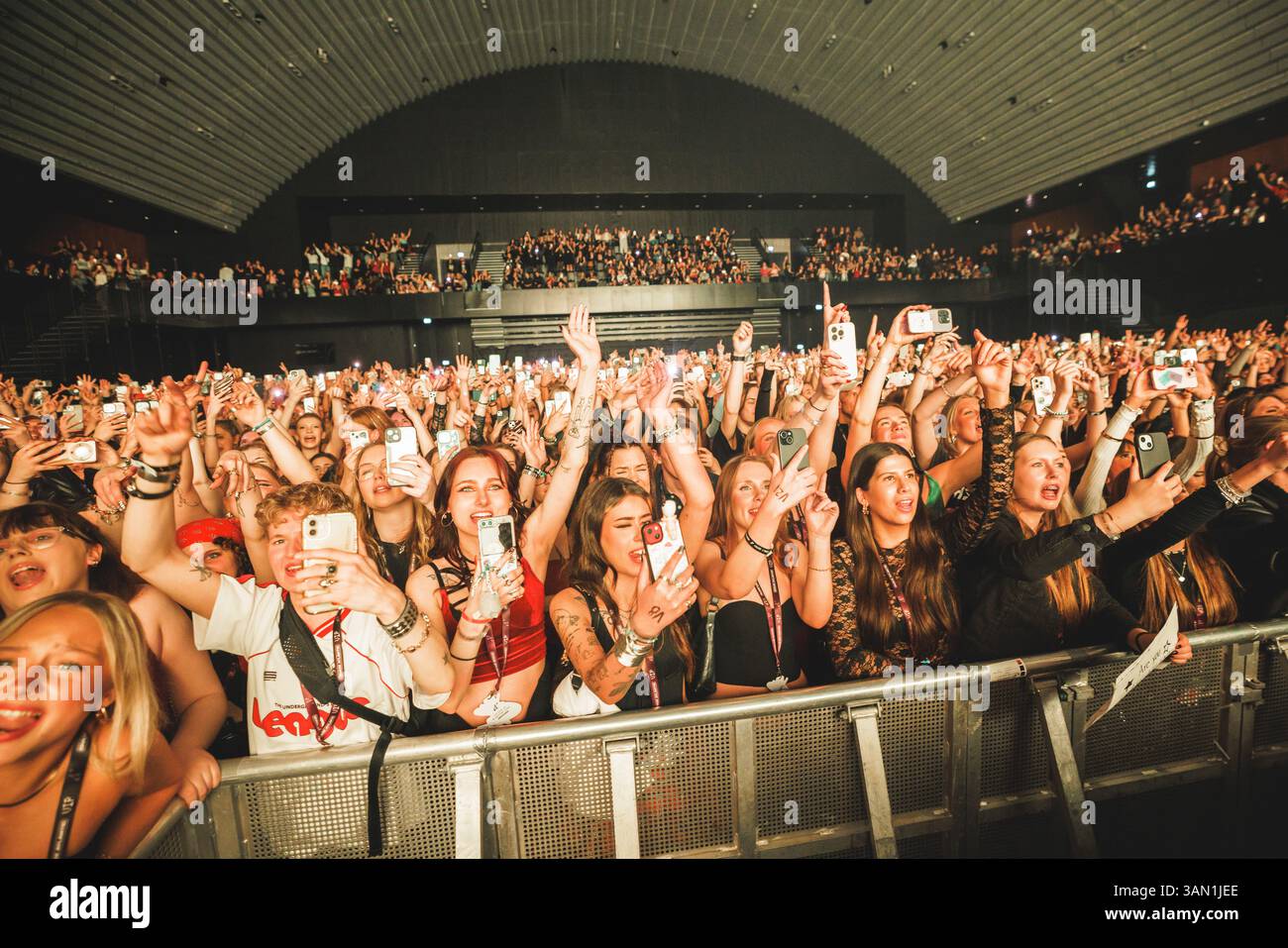 Copenhagen, Denmark. 13th Apr, 2025. Concert goers seen at a live ...