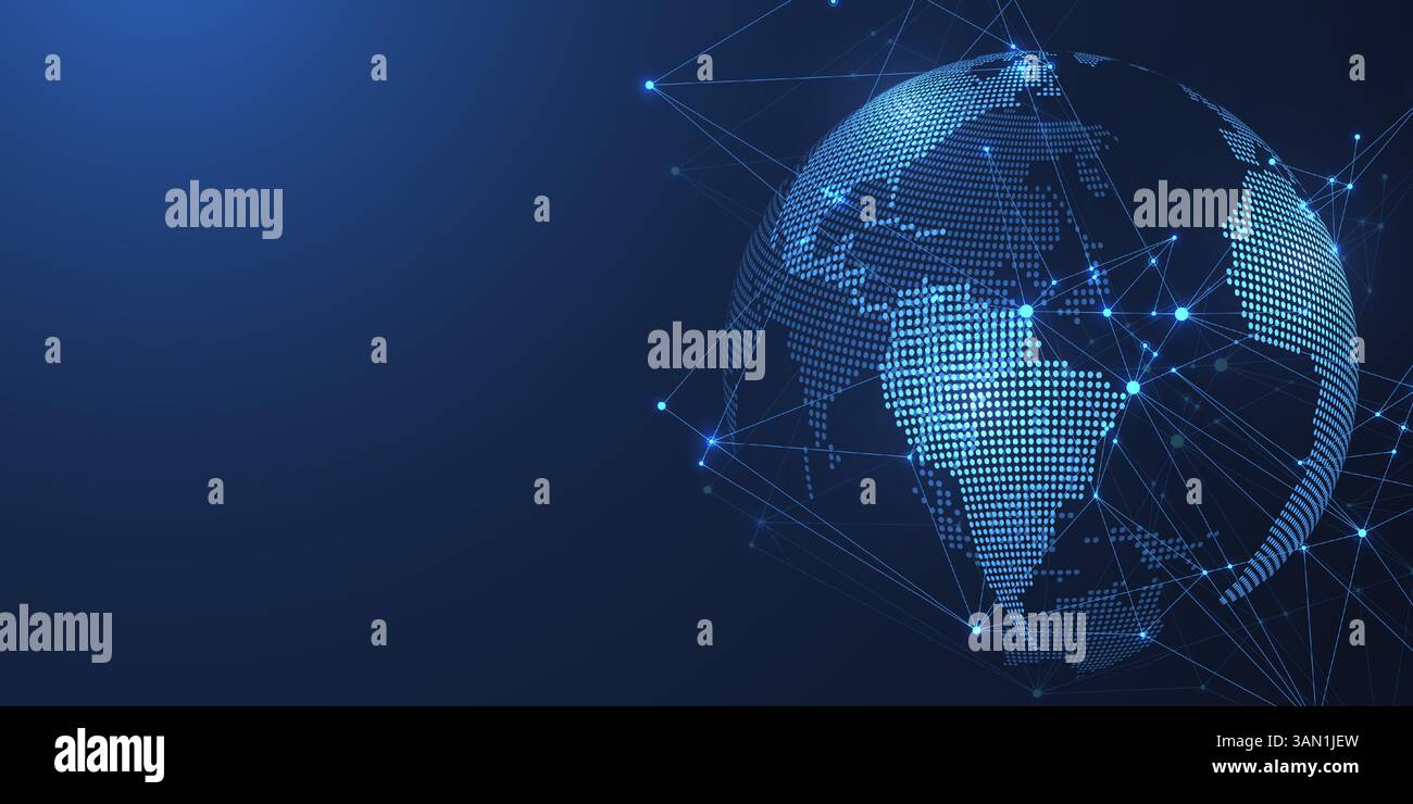 Global network connection concept. Big data visualization. Social network communication in the ...