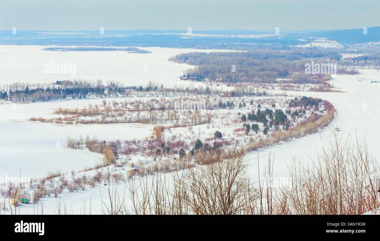 View from the helipad on a frosty day between Samara and Tolyatti in ...