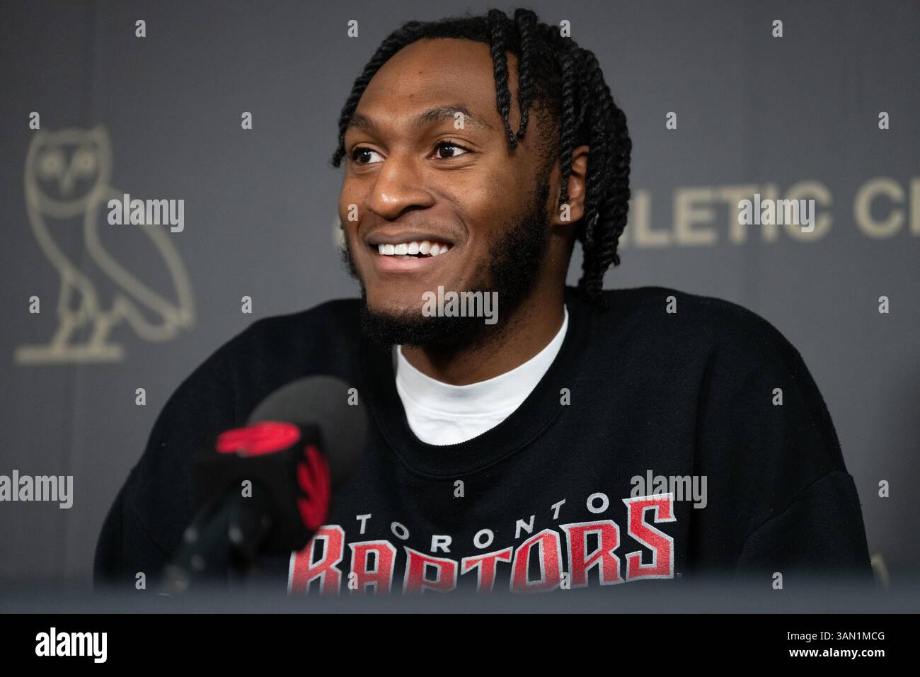 Toronto, Canada. 14th Apr, 2025. Toronto Raptors guard Immanuel ...