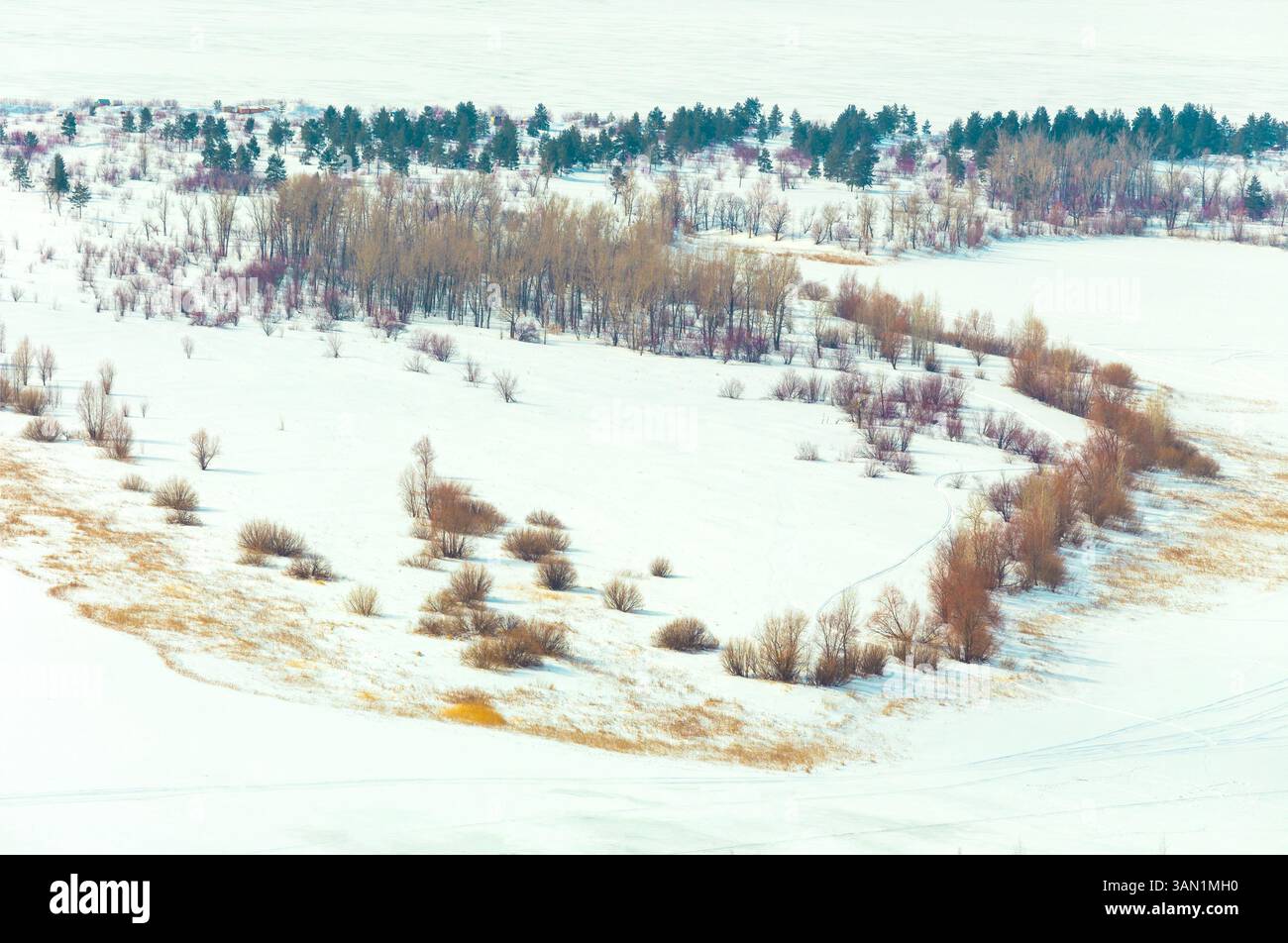 View from the helipad on a frosty day between Samara and Tolyatti in ...