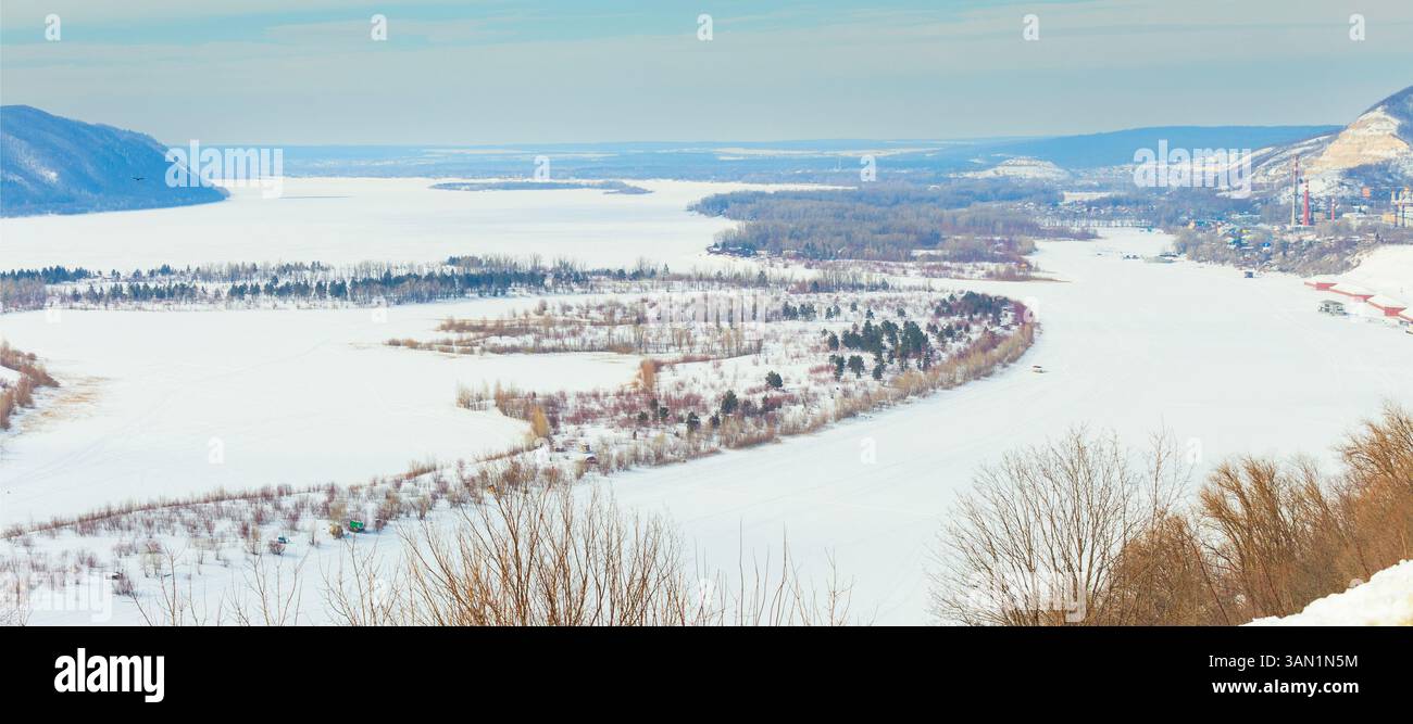 View from the helipad on a frosty day between Samara and Tolyatti in ...