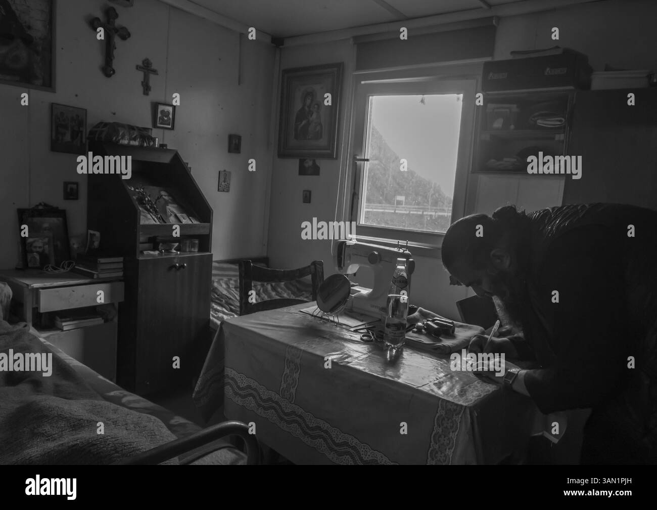 Orthodox monk in his cell Black and White Stock Photos & Images - Alamy