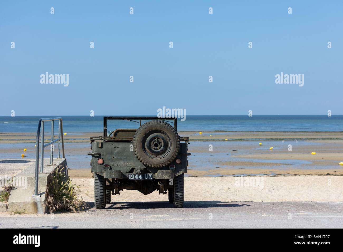 Jeep on the beach of Hermanville sur mer, for the 80th anniversary of ...