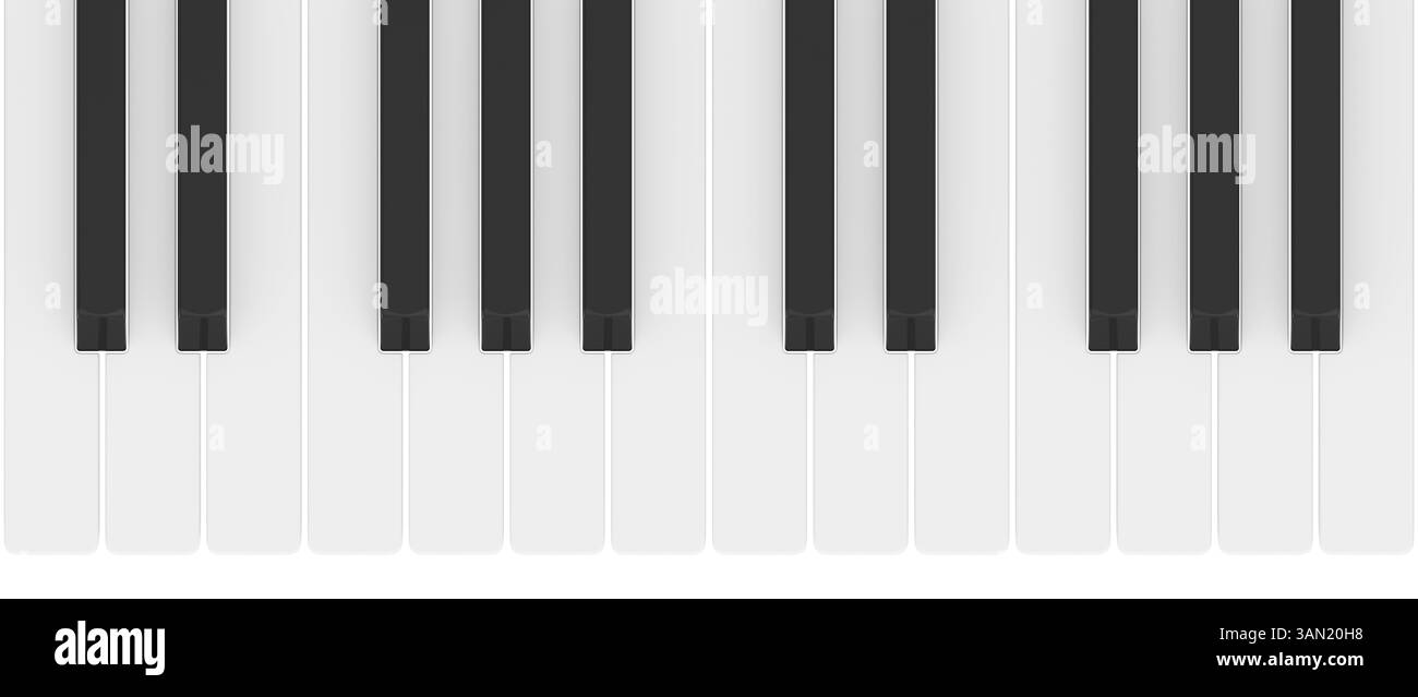 Piano key, top view. Music concept. 3D rendering isolated on white ...