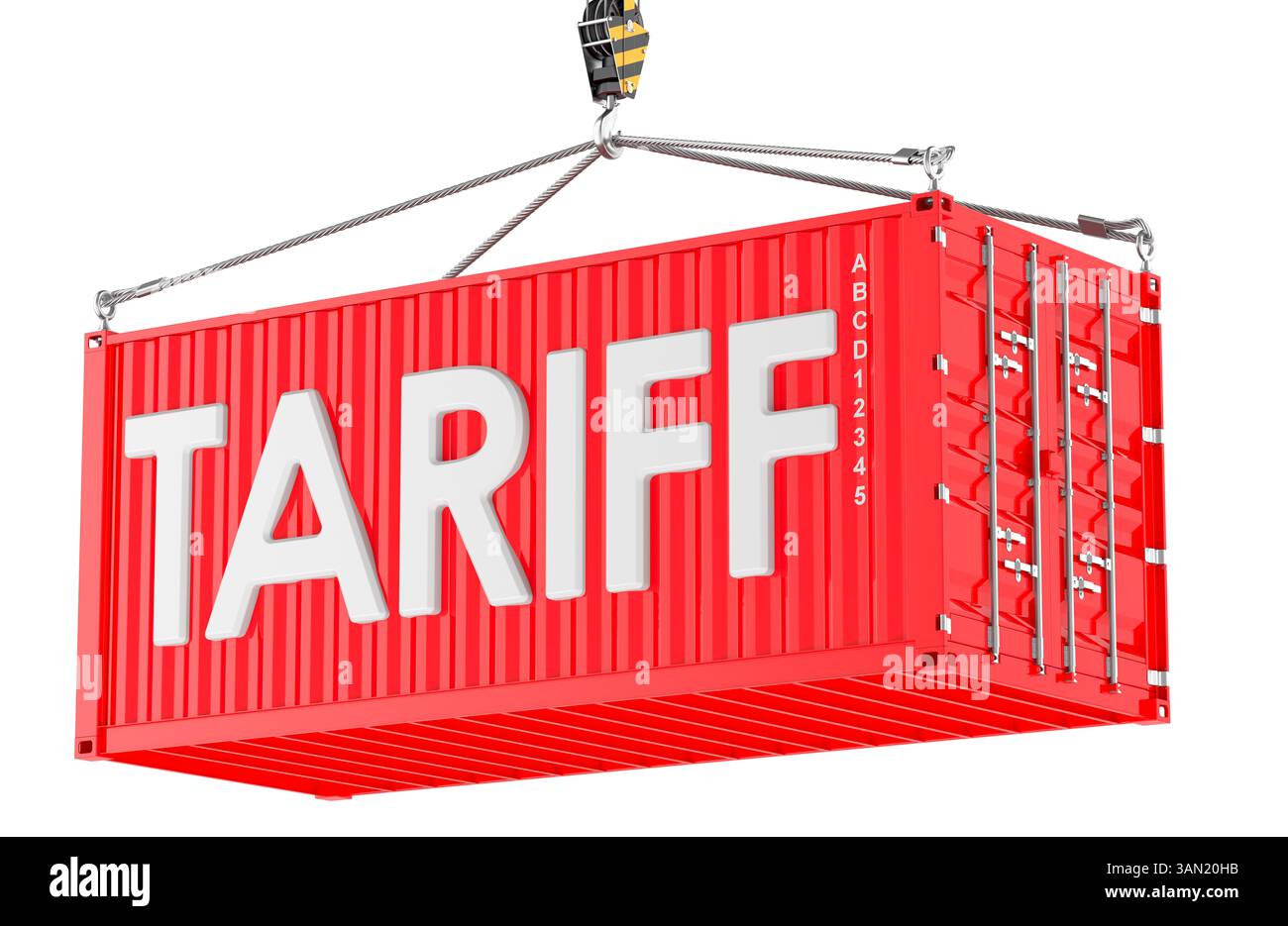 Trade tariffs, concept. Cargo container with TARIFF text, 3D rendering ...