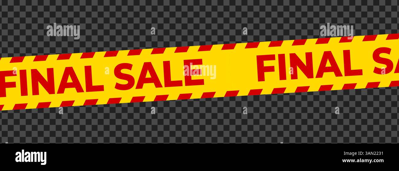Final sale banner tape with bold red text on yellow background ...