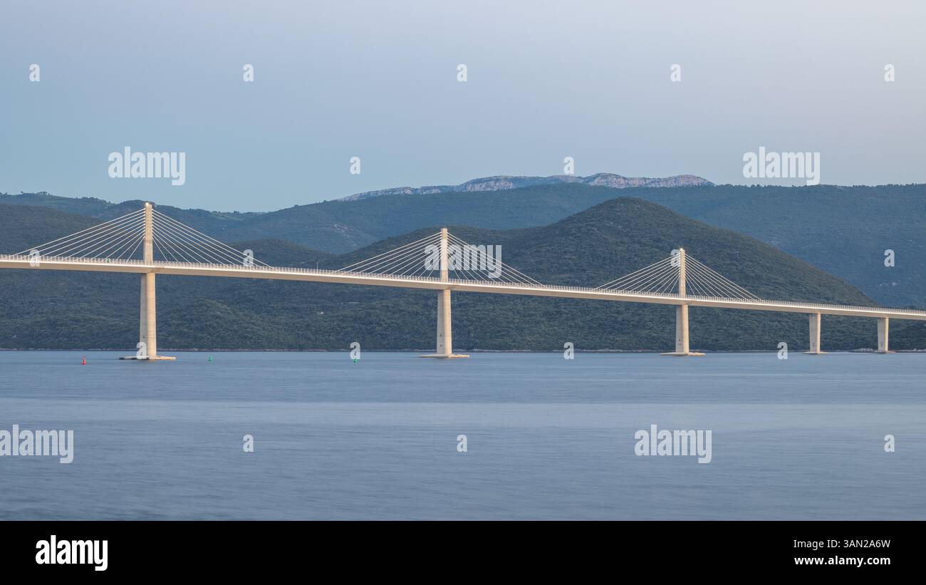 The Peljesac Bridge to Peljesac peninsula in Croatia, Europe. Long ...