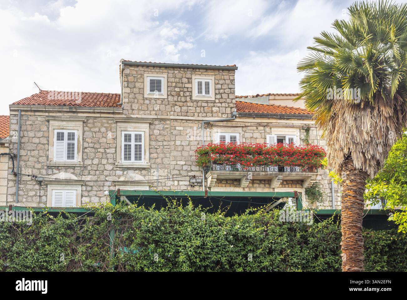 Ston, historic town in Peljesac peninsula in Croatia, Europe. Stone ...